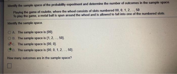 Solved Identify the sample space of the probability | Chegg.com
