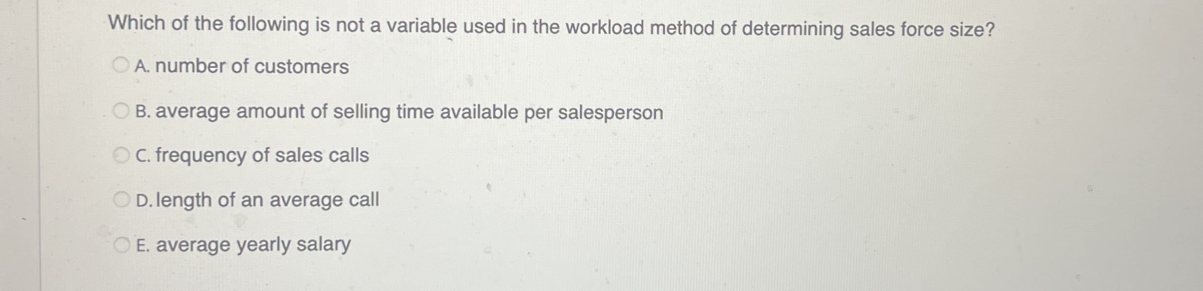 Solved Which of the following is not a variable used in the | Chegg.com