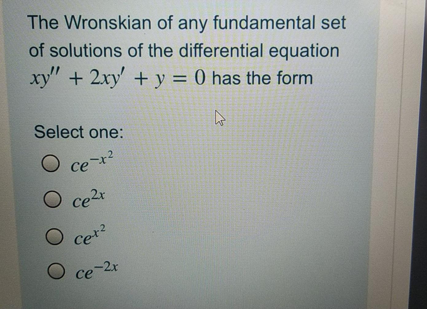 Solved The Wronskian of any fundamental set of solutions of | Chegg.com