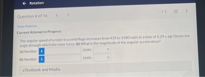 Solved Current Attempt in Progress The angular speed of a | Chegg.com