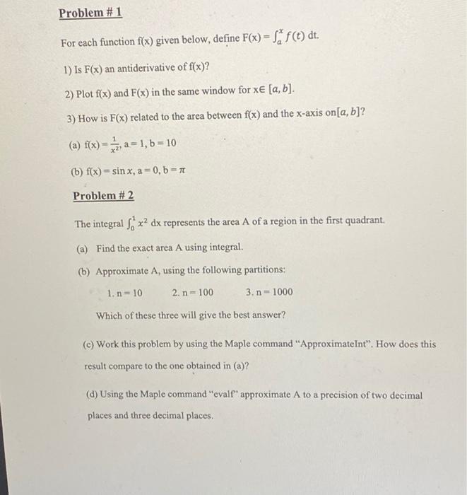 Solved Problem #1 For each function f(x) given below, define | Chegg.com