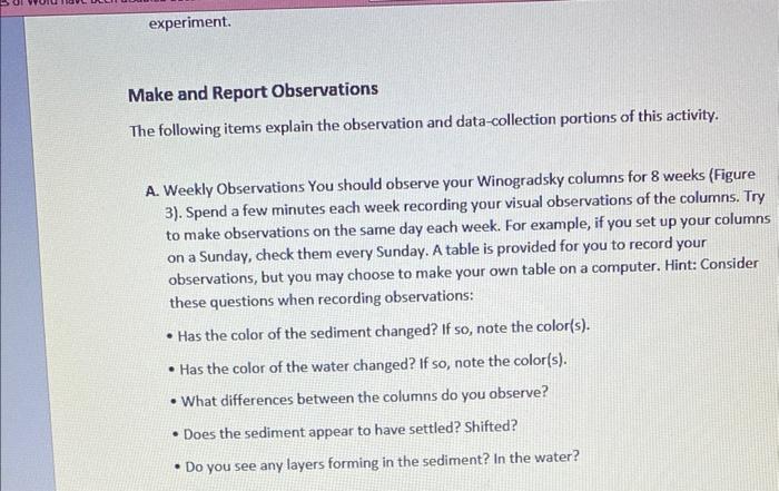 Make and Report Observations The following items | Chegg.com