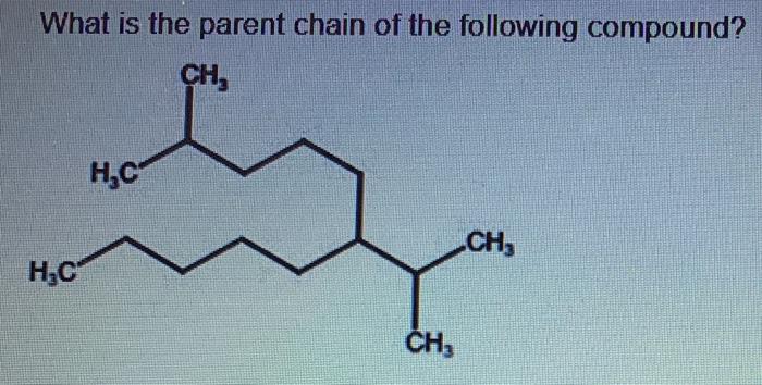 Solved What is the parent chain of the following compound? | Chegg.com