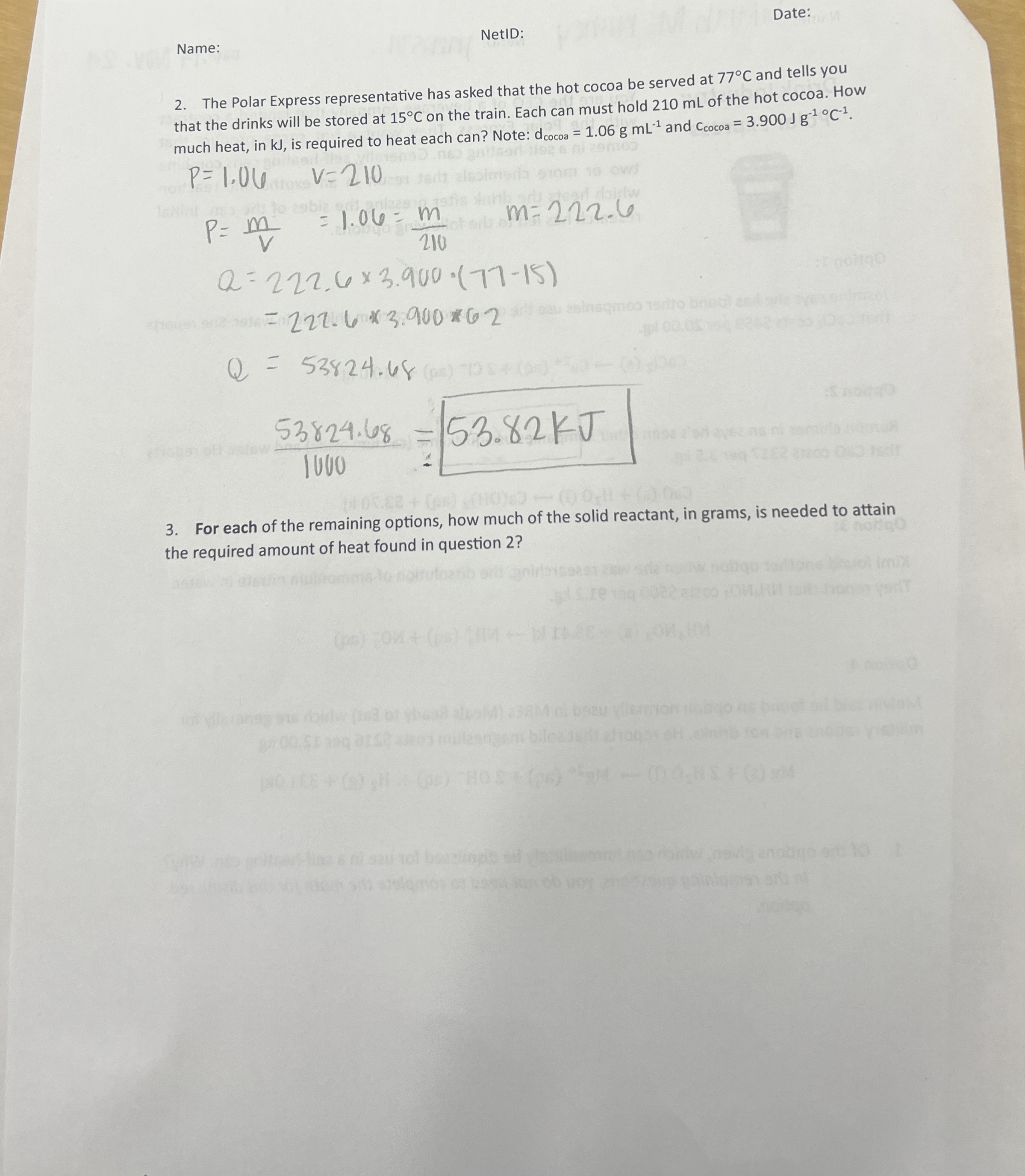 Solved Date:Name:NetID:2. ﻿The Polar Express representative | Chegg.com