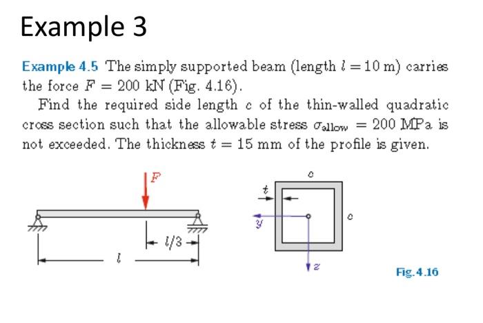 Solved Example 4.5 The simply supported beam (length l=10 m | Chegg.com