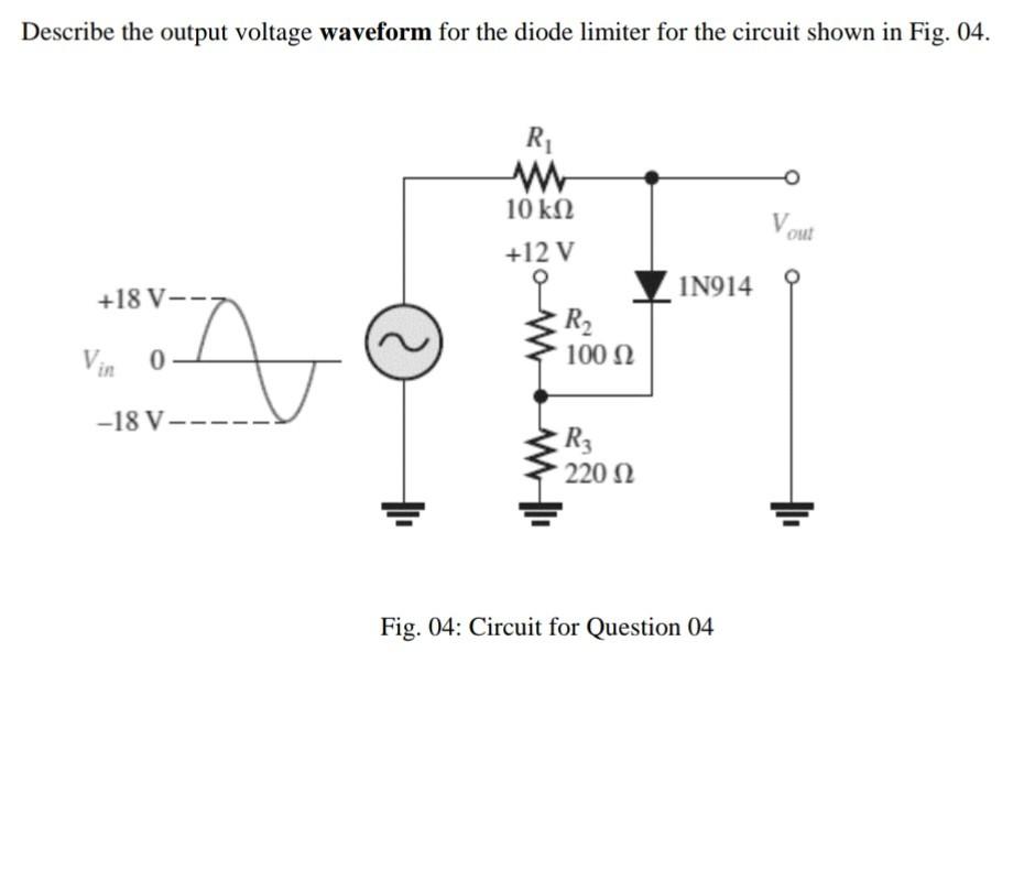 Solved Describe the output voltage waveform for the diode | Chegg.com