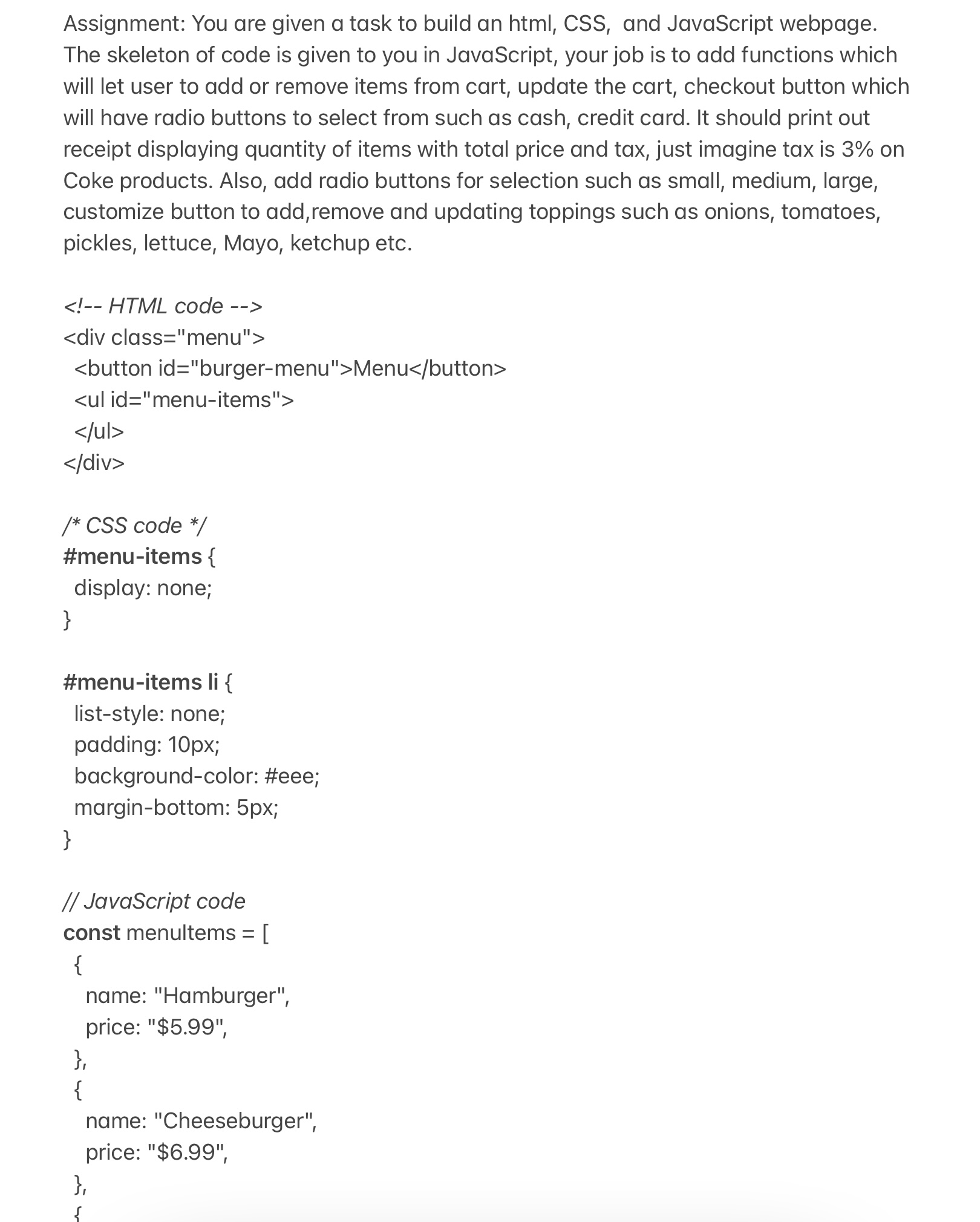 Assignment: You are given a task to build an html, | Chegg.com