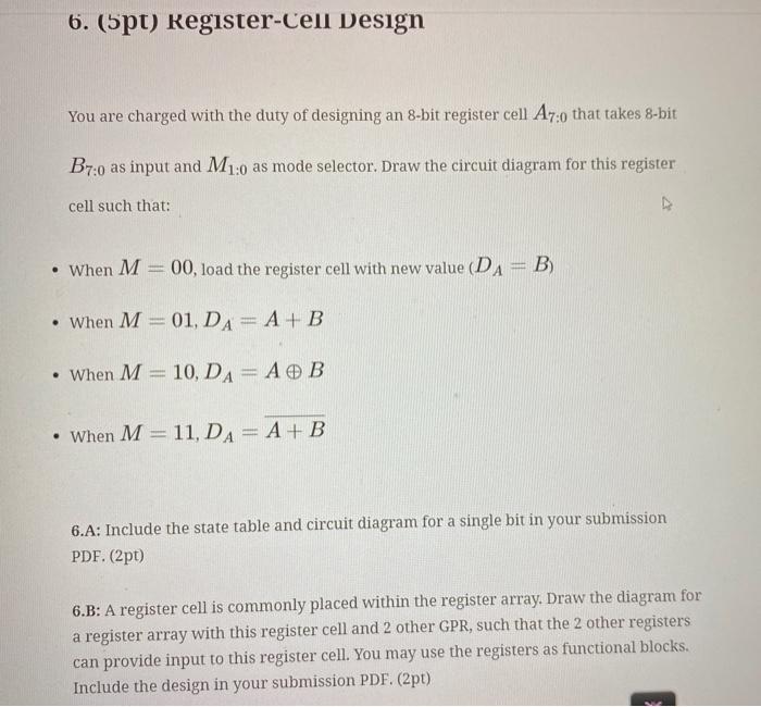 Solved 6. (5pt) Register-Cell Design You are charged with | Chegg.com