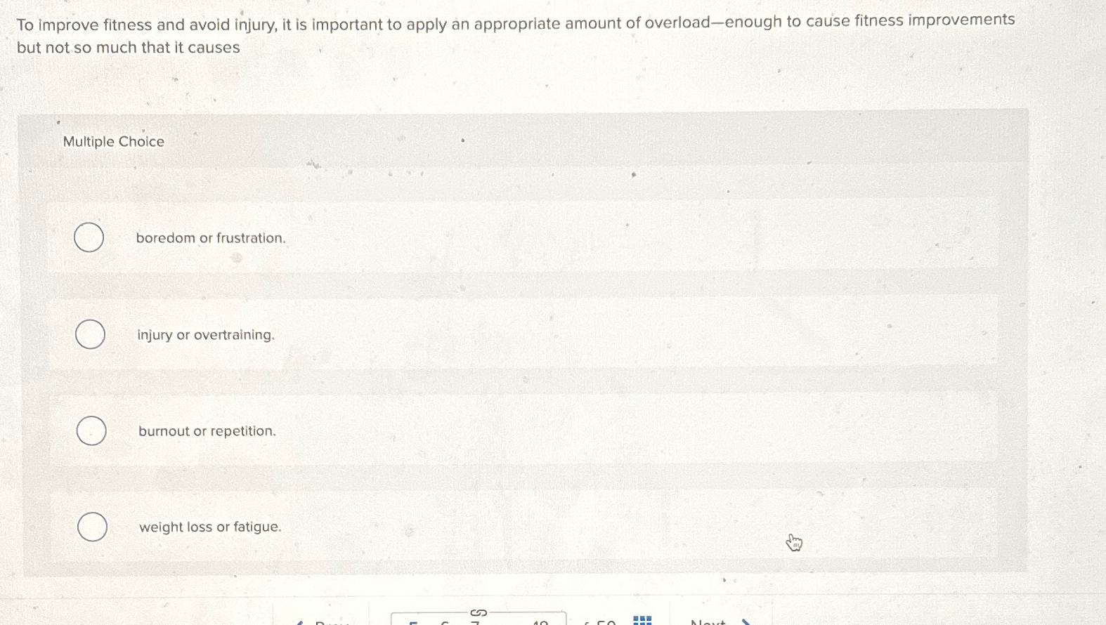 Solved To improve fitness and avoid injury, it is important | Chegg.com