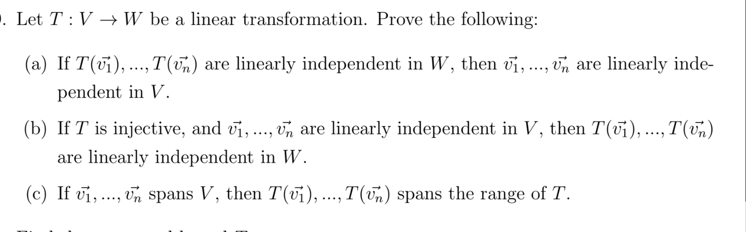 Solved Let T V→w be A Linear Transformation Prove The