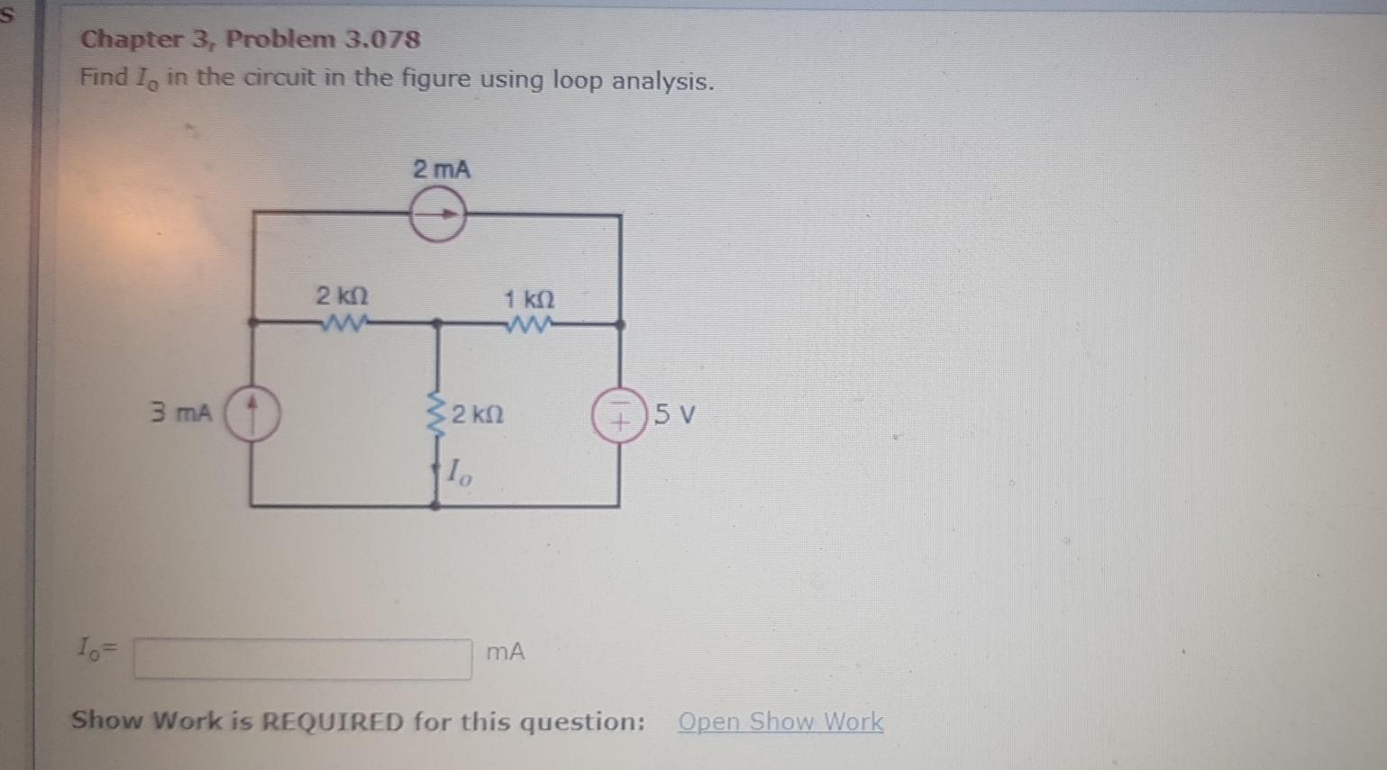 Solved Chapter 3, Problem 3.078 Find I, in the circuit in | Chegg.com