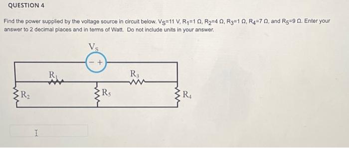 Solved Find the power supplied by the voltage source in | Chegg.com