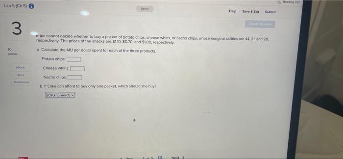 Solved Lab 5 Ch 5) Sed Help Save & Exit Submit 3 10 Erika | Chegg.com