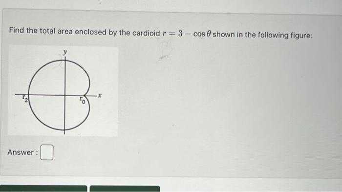 Solved Find the total area enclosed by the cardioid r=3−cosθ | Chegg.com