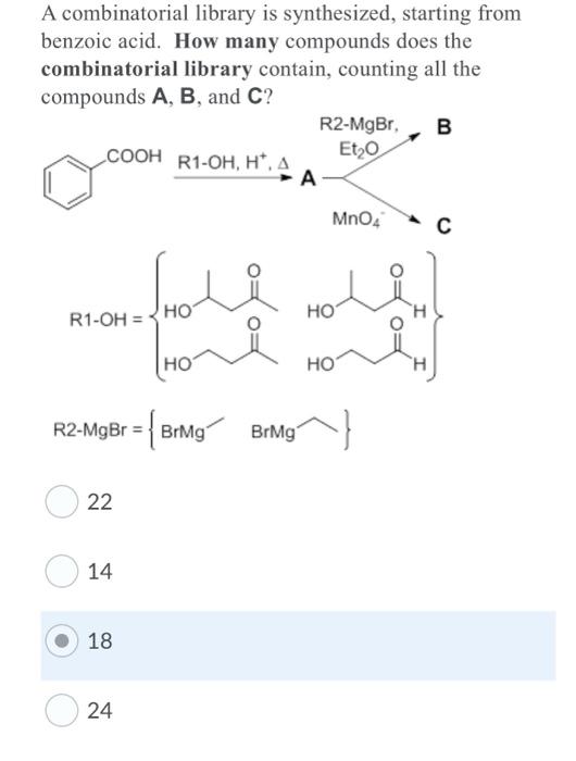 Solved A combinatorial library is synthesized, starting from | Chegg.com