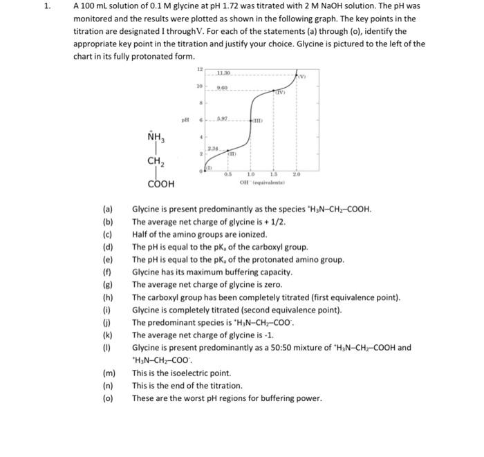 Solved A 100 mL solution of 0.1M glycine at pH1.72 was | Chegg.com