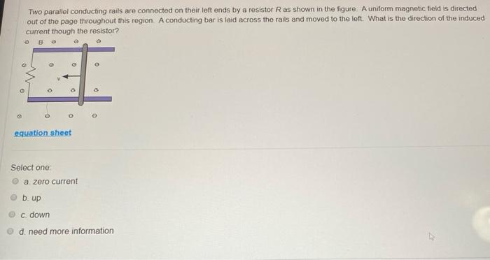Solved Two parallel conducting rails are connected on their | Chegg.com
