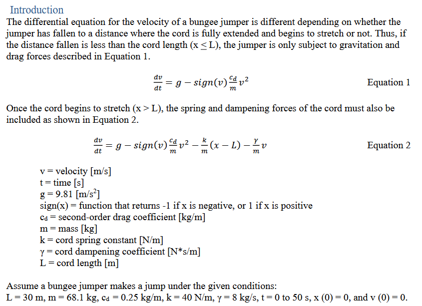 Please solve in ﻿MATLAB using 4th ﻿Order Runge-Kutta. | Chegg.com