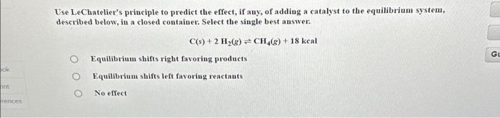 Solved bok int erences Use LeChatelier's principle to | Chegg.com