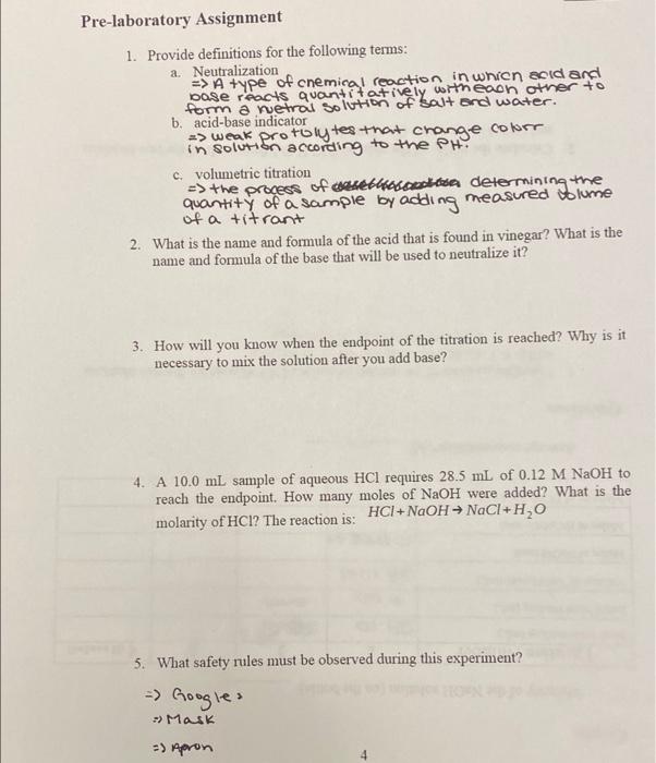 Solved Pre-laboratory Assignment 1. Provide definitions for | Chegg.com