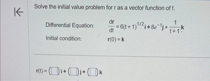 Solved Solve the initial value problem for r as a vector | Chegg.com
