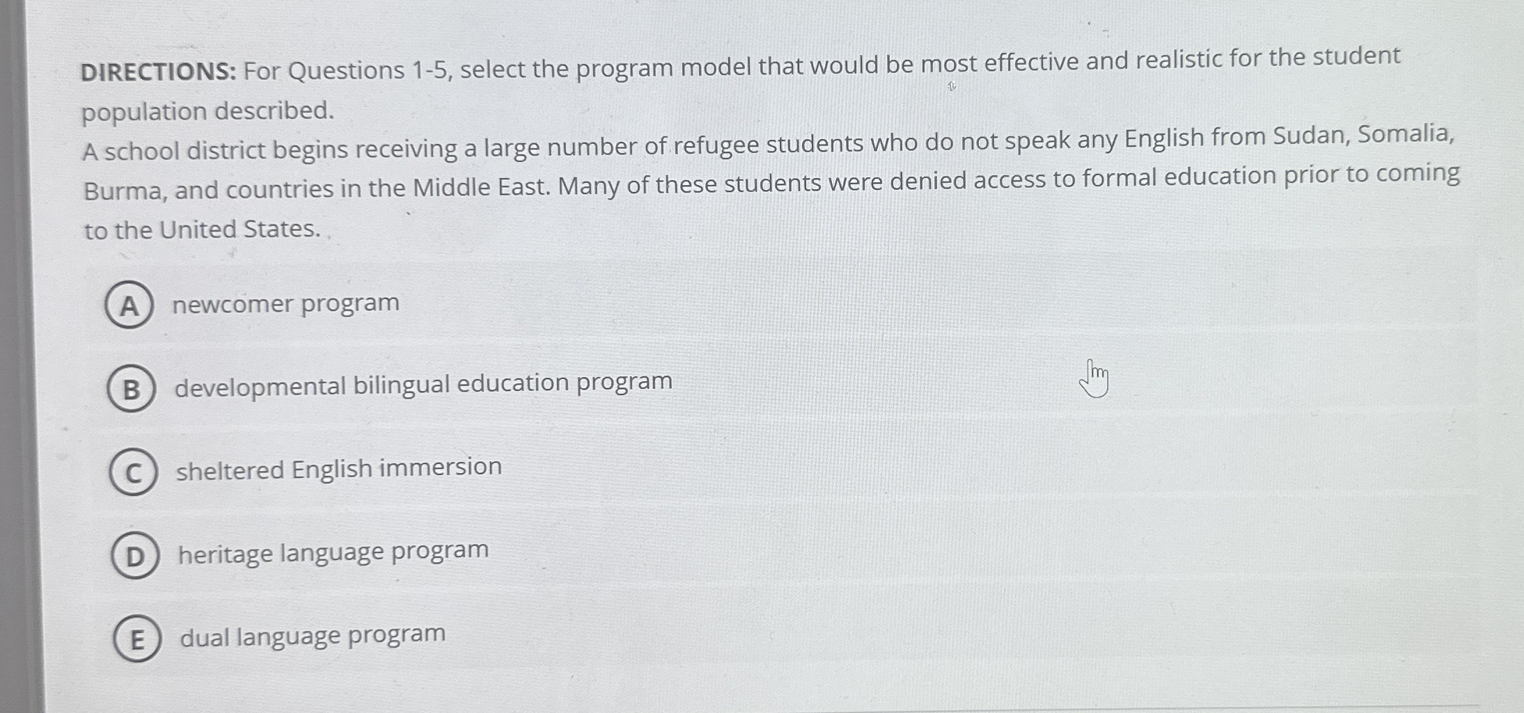 Solved DIRECTIONS: For Questions 1-5, ﻿select the program | Chegg.com