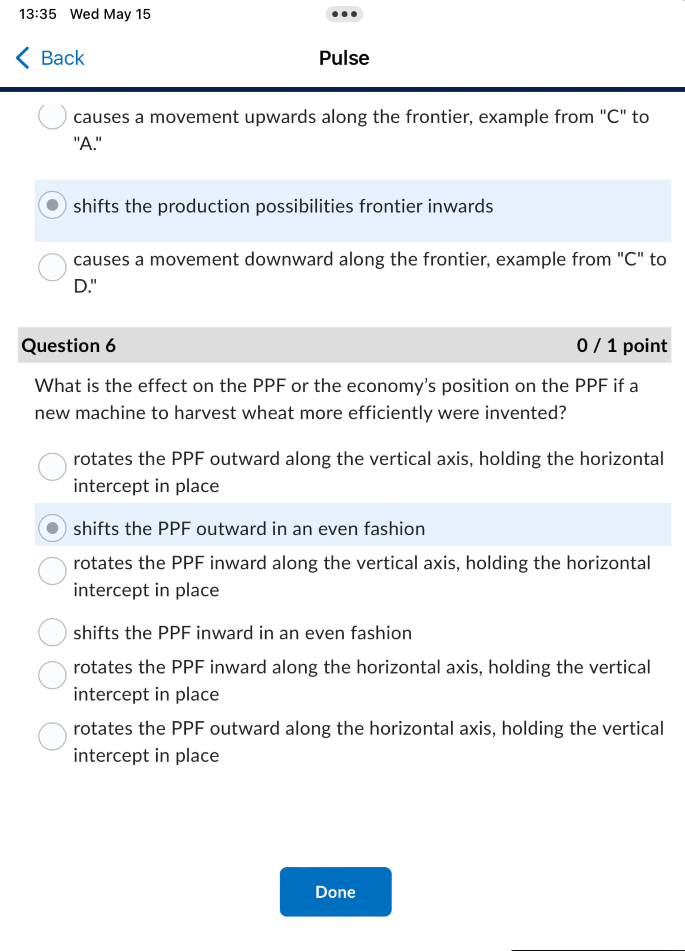 Solved causes a movement upwards along the frontier, example | Chegg.com