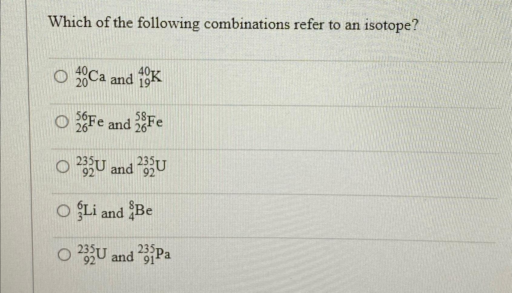 Solved Which of the following combinations refer to an | Chegg.com