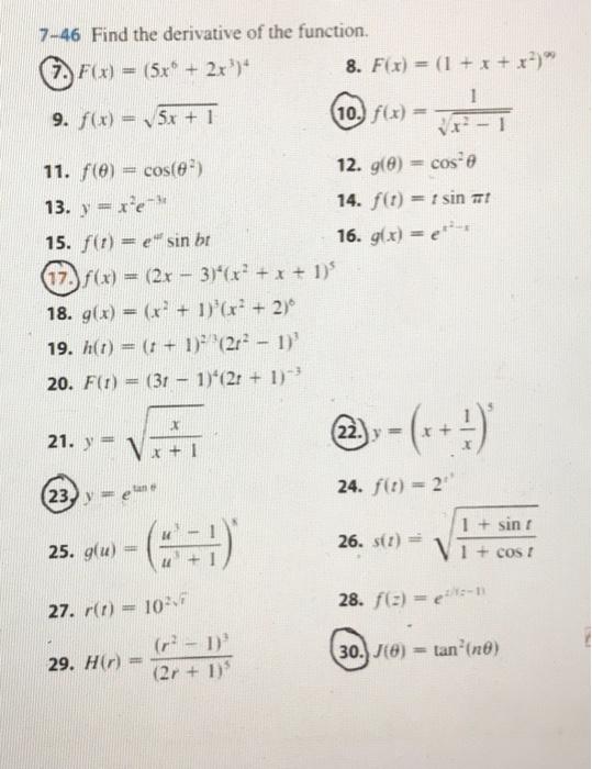 Solved 7-46 Find the derivative of the function. 7. | Chegg.com