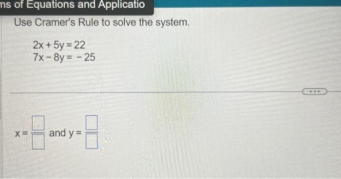 Solved Use Cramer's Rule to solve the system. | Chegg.com