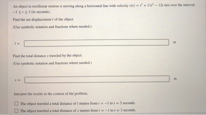 Solved An object in rectilinear motion is moving along a | Chegg.com