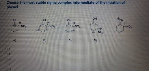 Solved Choose the most stable sigma complex intermediate of | Chegg.com