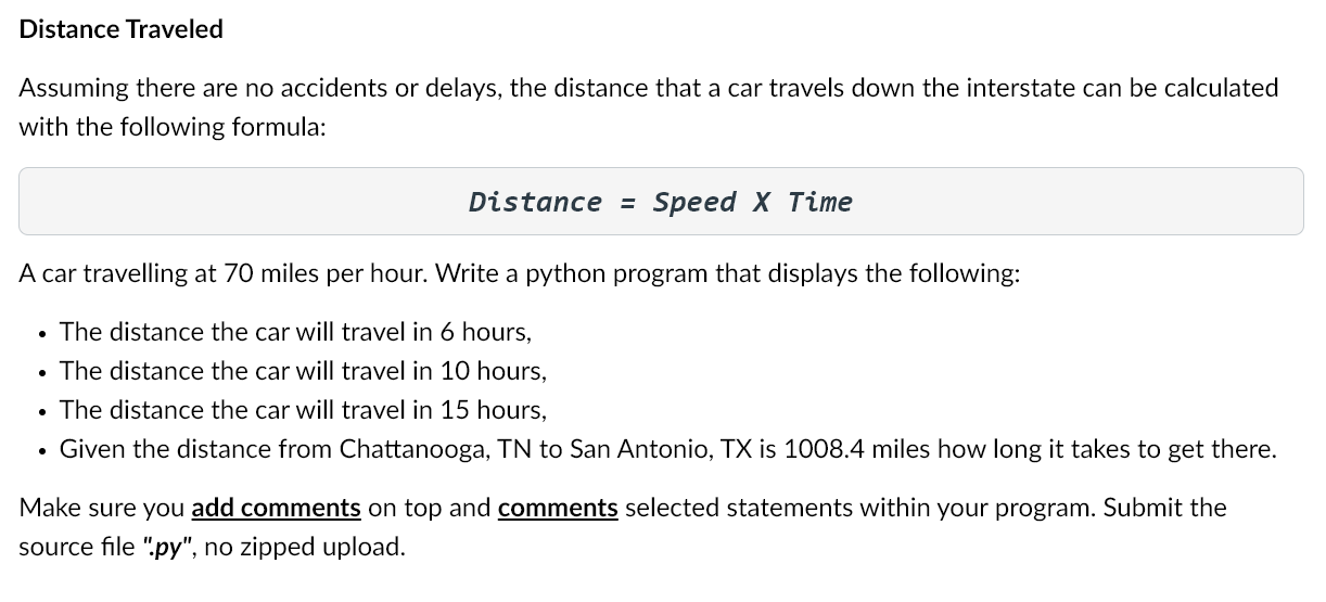 Solved Distance TraveledAssuming there are no accidents or | Chegg.com