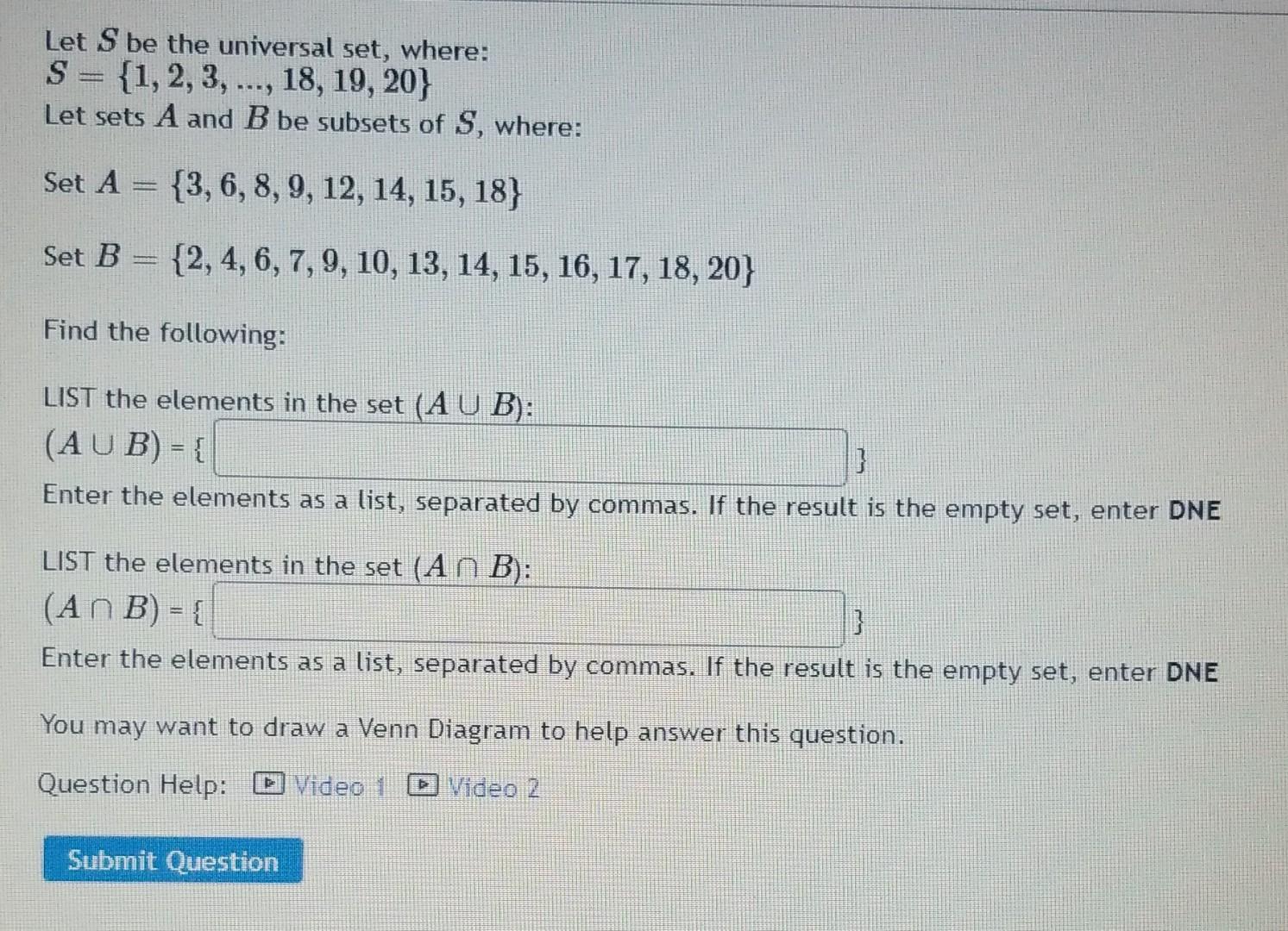 Solved Let S be the universal set, where: S= {1, 2, 3, ..., | Chegg.com