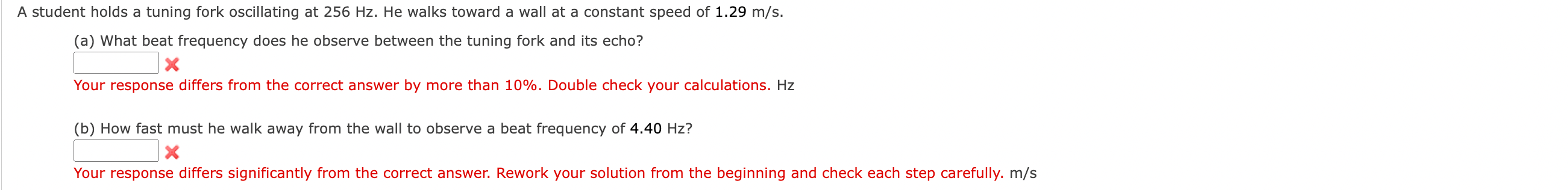 Solved A student holds a tuning fork oscillating at 256Hz. | Chegg.com