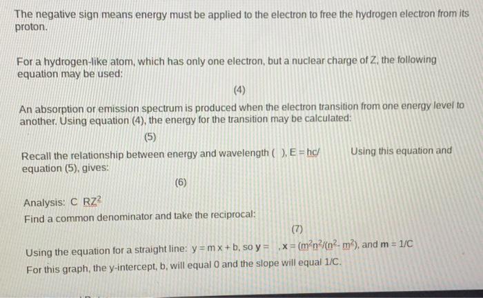 (1) 2. Basic Equations used: Rydberg Equation: The | Chegg.com