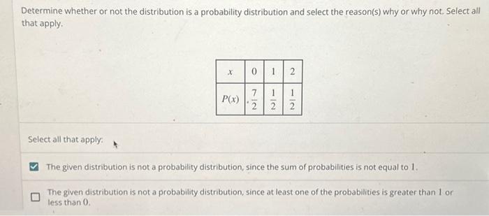 Solved Determine whether or not the distribution is a | Chegg.com