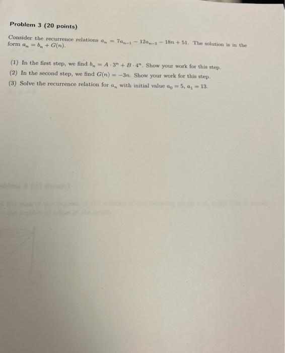 Solved Consider the recurrence relations | Chegg.com