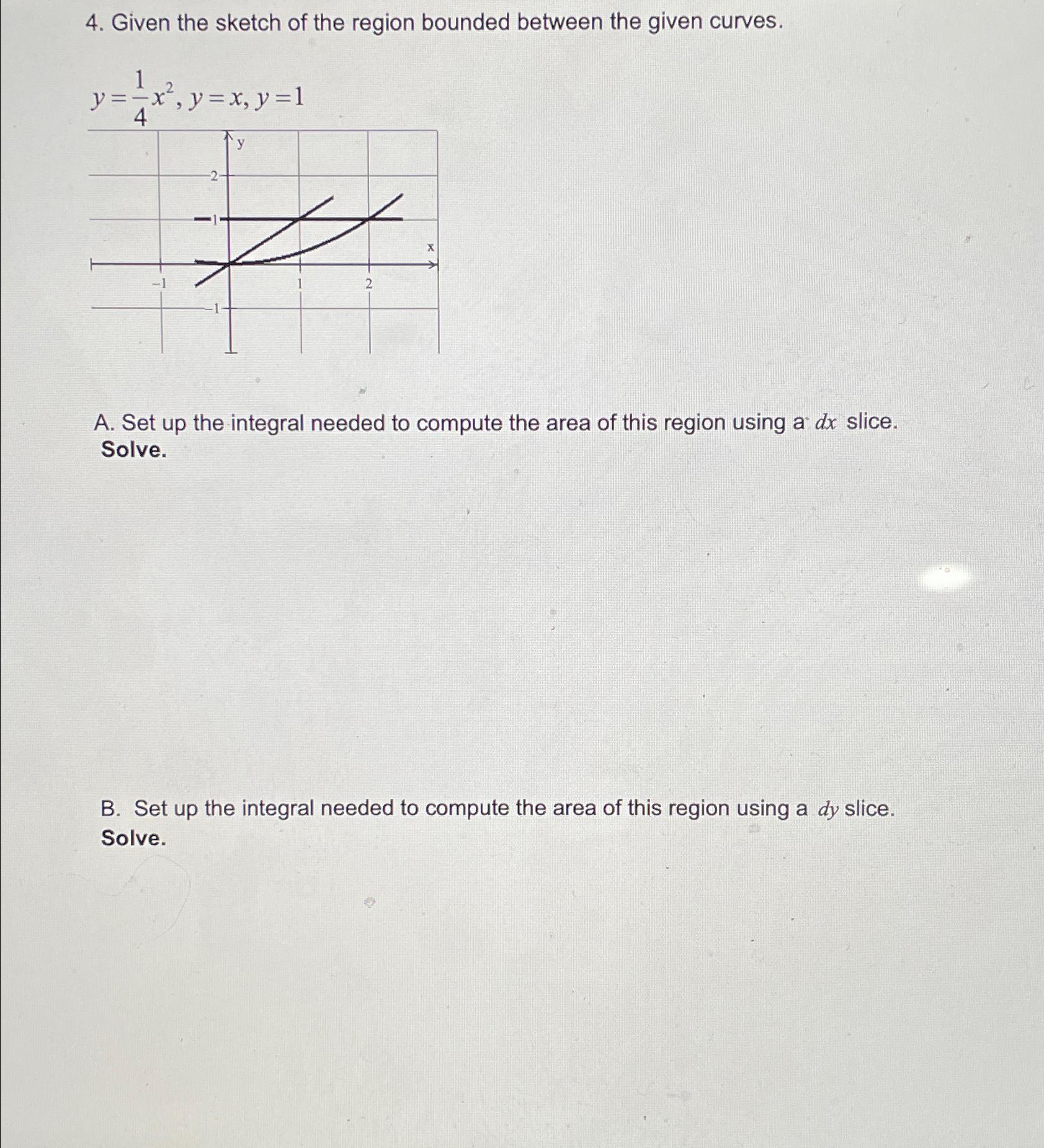 Solved Given the sketch of the region bounded between the | Chegg.com