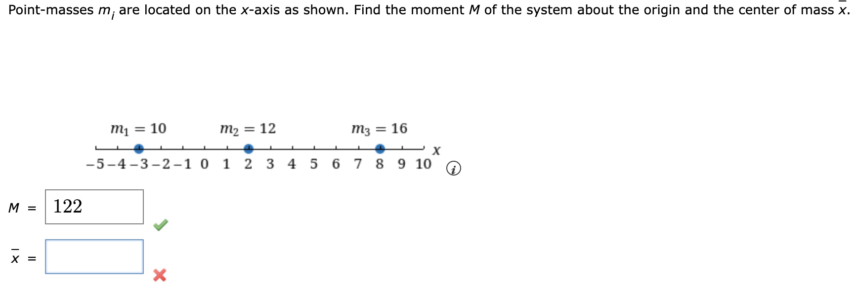 Solved Point-masses mi ﻿are located on the x-axis as shown. | Chegg.com