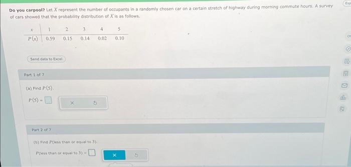 Solved Do you carpool? Let X represent the number of | Chegg.com