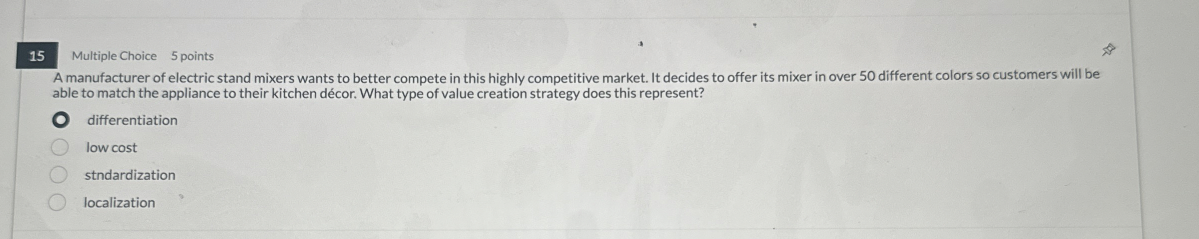 Solved 15Multiple Choice5 ﻿pointsA manufacturer of electric | Chegg.com