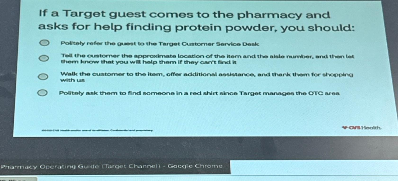 Solved If a Target guest comes to the pharmacy and asks for | Chegg.com