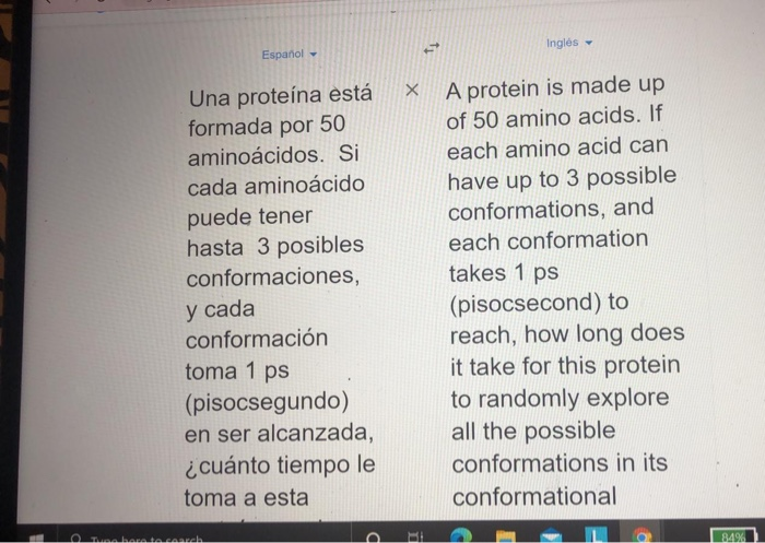 Solved Inglés Español Х Una proteina está formada por 50 | Chegg.com