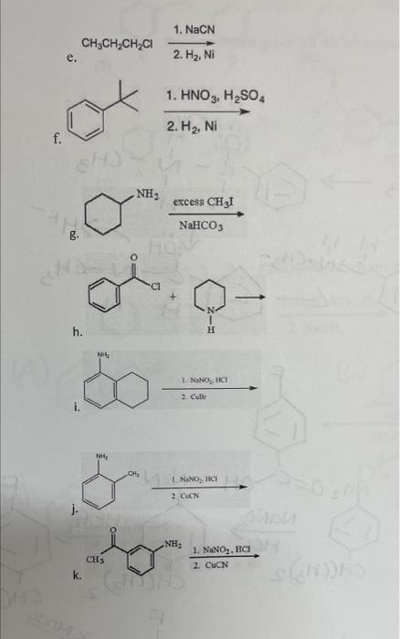 Solved 1. NaCN CH3CH2CH2CI e. 2. Hz. Ni 1. HNO3, H2SO4 2. | Chegg.com
