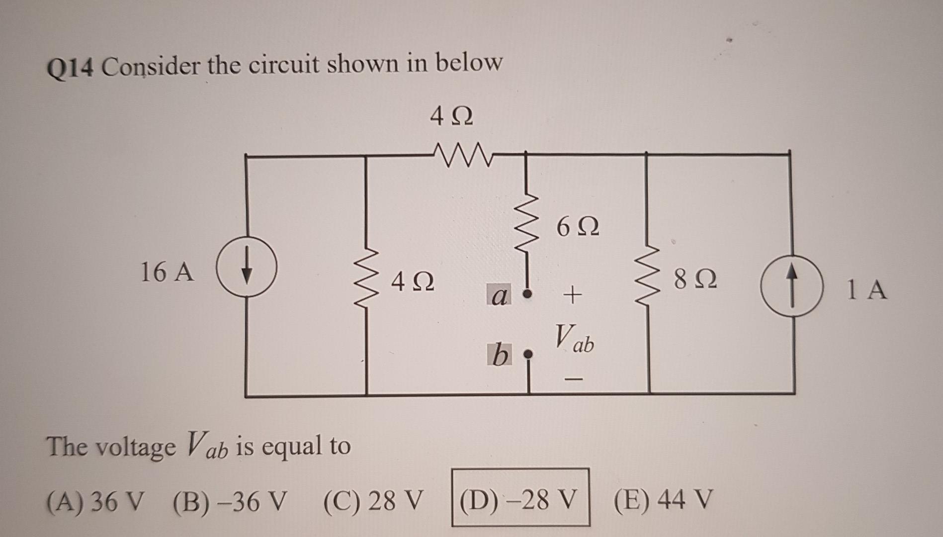 Solved Q14 Consider the circuit shown in below 422 M ni 6 Ω | Chegg.com