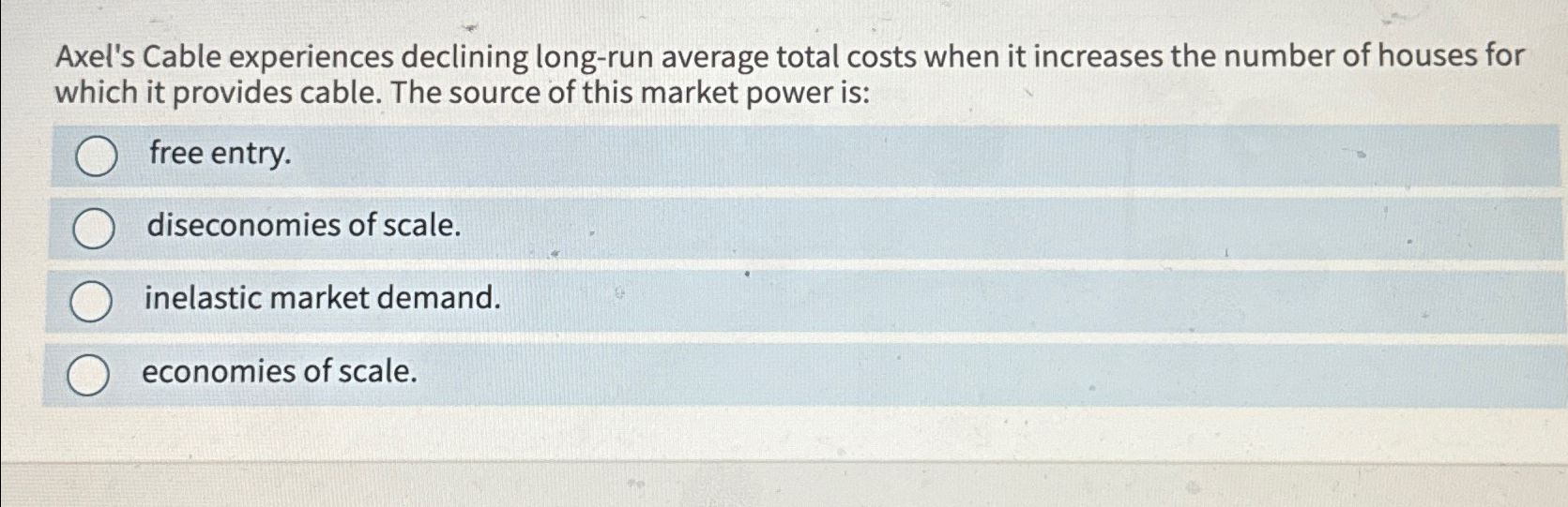 Solved Axel's Cable experiences declining long-run average | Chegg.com