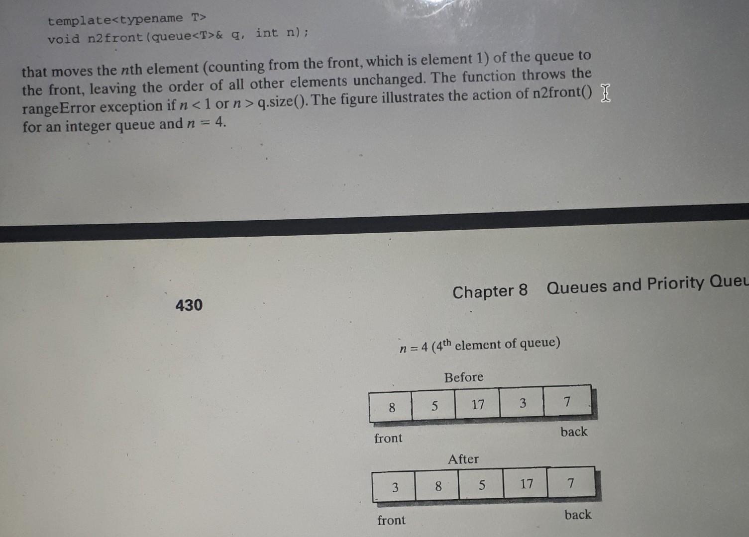Solved that moves the nth element (counting from the front, | Chegg.com