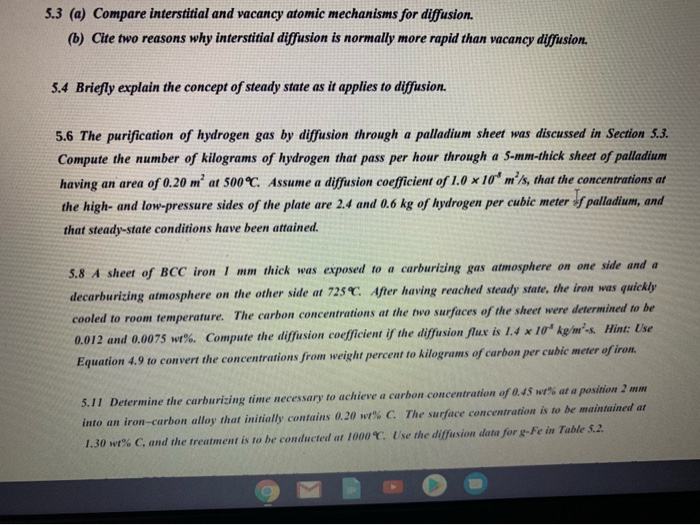 Solved 5.3 (a) Compare interstitial and vacancy atomic | Chegg.com