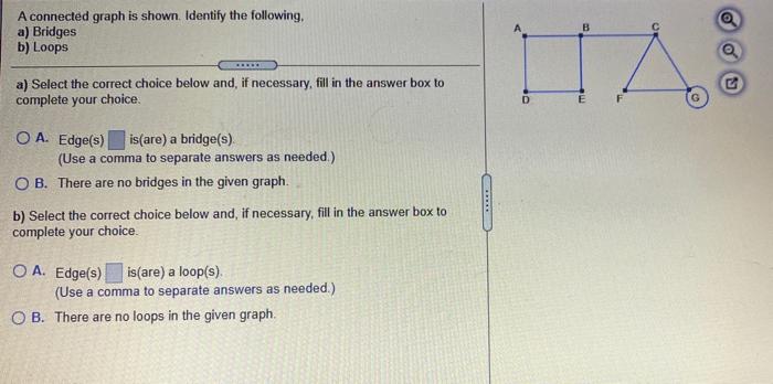 Solved A connected graph is shown. Identify the following. | Chegg.com